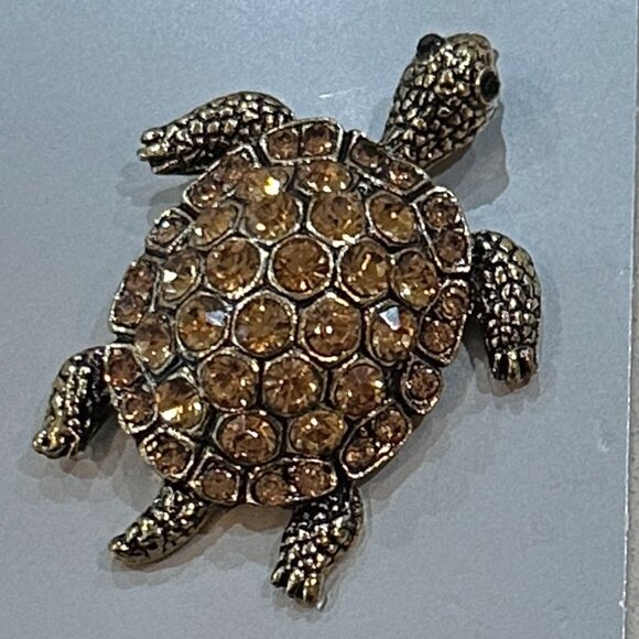 Metal Gallery | Jewelry | Rhinestone Turtle Brooch | Poshmark